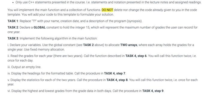 Solved Programming Instructions IMPORTANT: Study the lecture | Chegg.com
