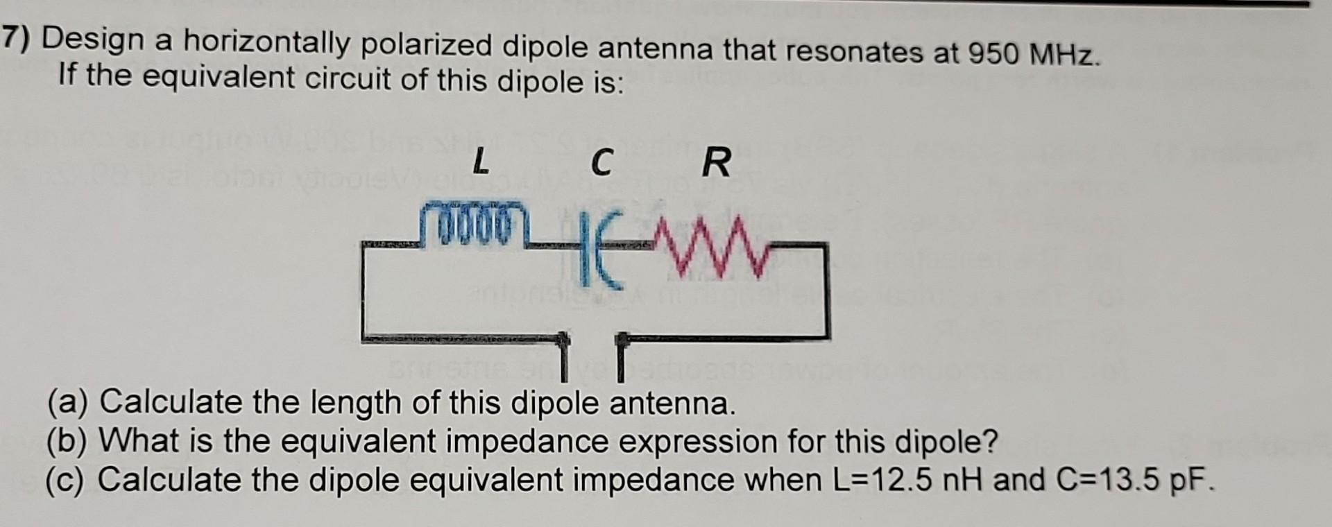 Design a horizontally polarized dipole antenna that | Chegg.com