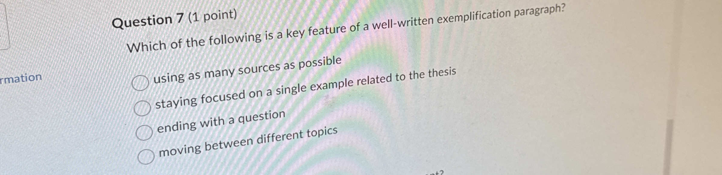 Solved Question 7 (1 ﻿point)Which of the following is a key | Chegg.com