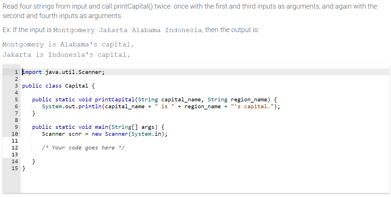 Solved Read four strings from input and call printCapital() | Chegg.com