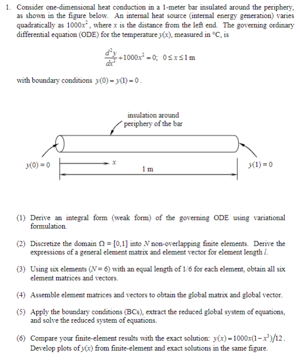 Solved Consider one-dimensional heat conduction in a 1-meter | Chegg.com