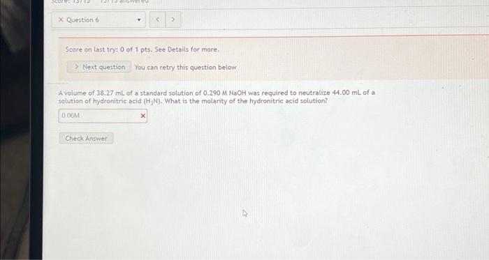 Solved A volume of 38.27 mL of a standard solution of | Chegg.com