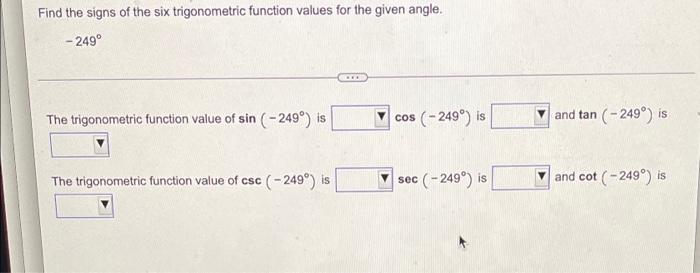 Solved Find the signs of the six trigonometric function | Chegg.com