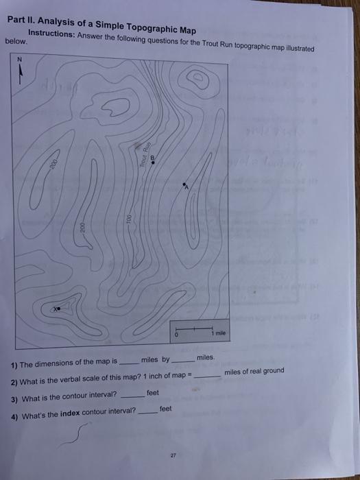 Solved Part II. Analysis of a Simple Topographic Map | Chegg.com