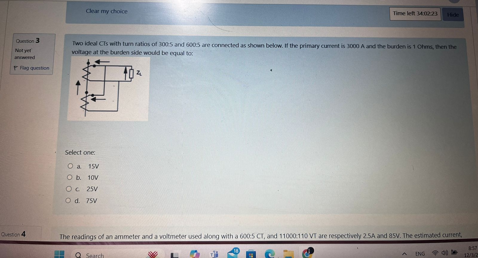 Solved please solve thisQuestion 3Two ideal CTs with turn | Chegg.com