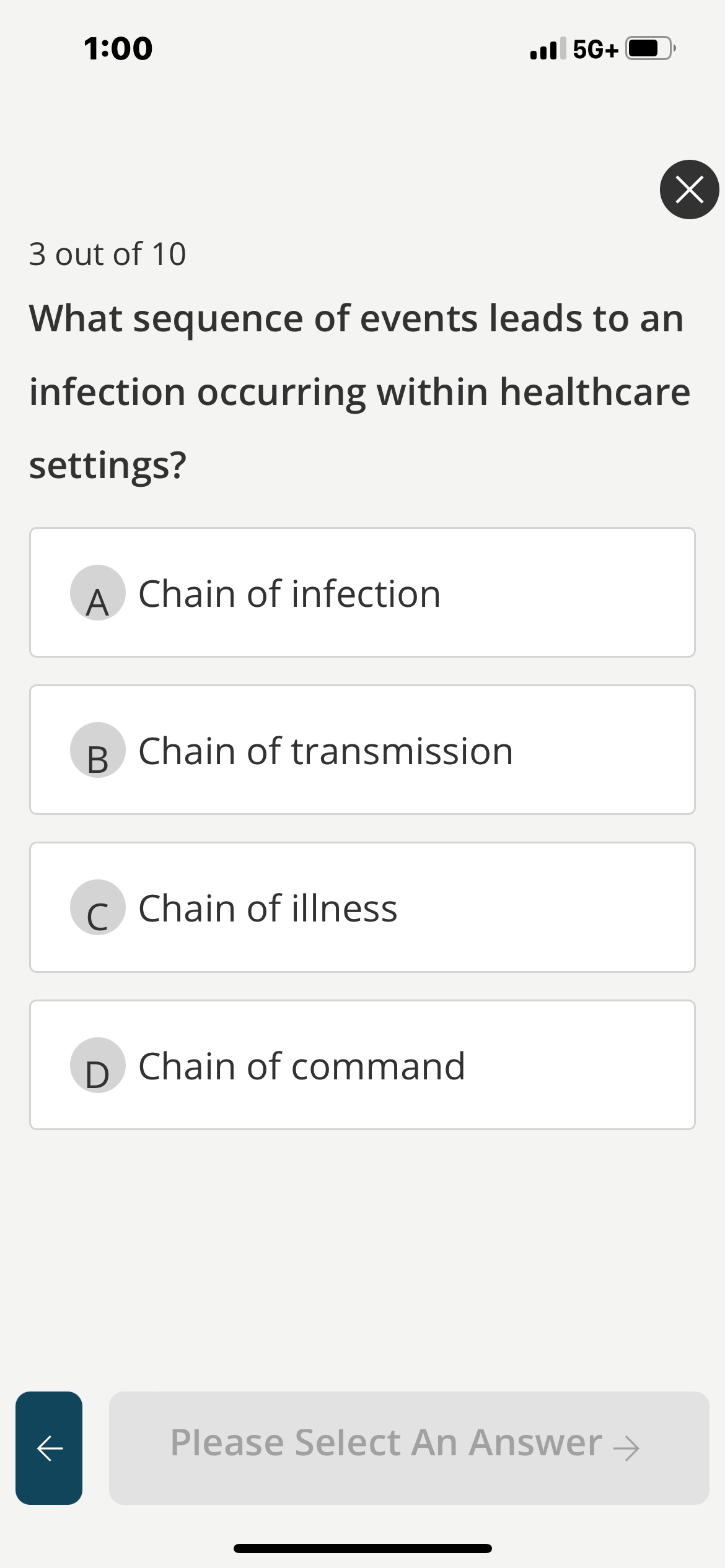 Solved 1:00.II 5G+3 ﻿out of 10What sequence of events leads | Chegg.com