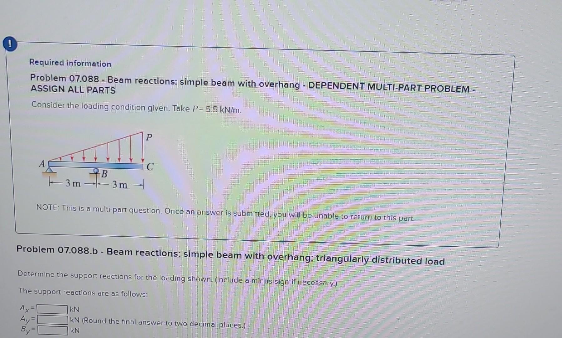 Solved Required information Problem 07.088 - Beam reactions: | Chegg.com