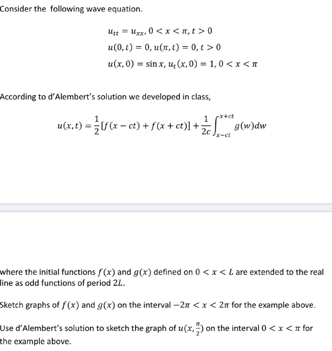 Solved Consider the following wave equation. utt = Uxx, 0 0 | Chegg.com