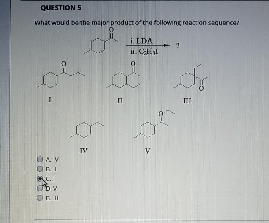 Solved QUESTION 5 What would be the major product of the | Chegg.com