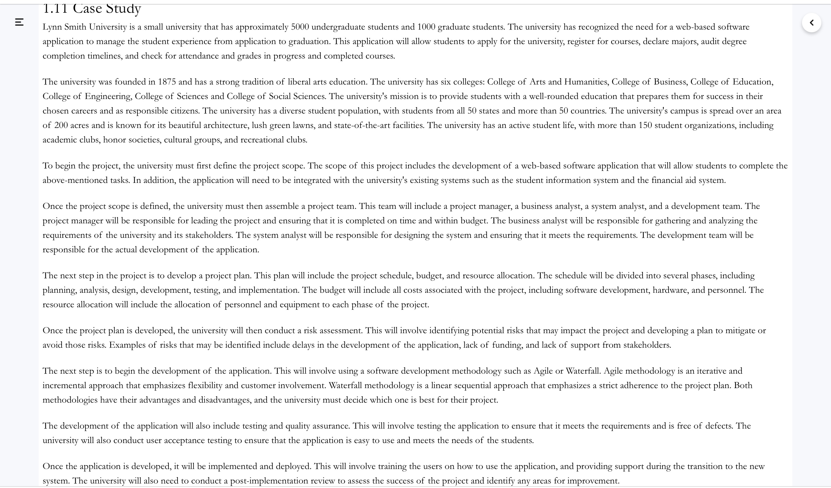 Solved 1.11 ﻿Case Study completion timelines, and check for | Chegg.com