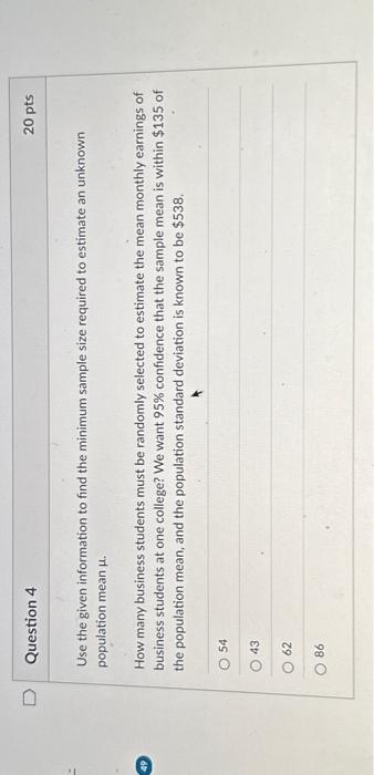 Solved Use the given information to find the minimum sample | Chegg.com