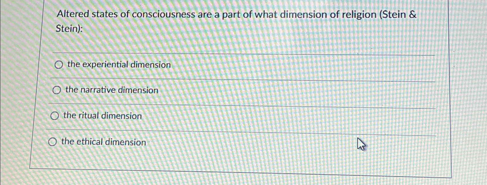 Solved Altered states of consciousness are a part of what | Chegg.com