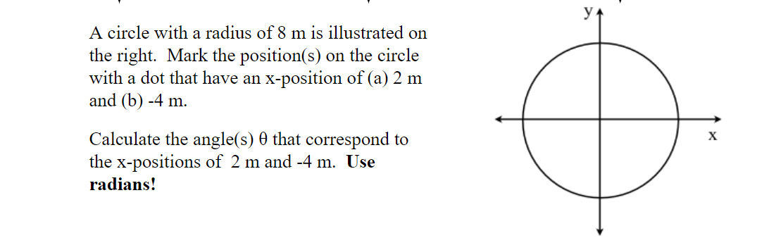 Solved A circle with a radius of 8m ﻿is illustrated onthe | Chegg.com