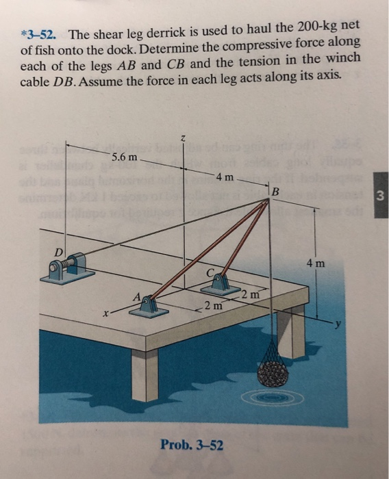 Solved *3–52. The shear leg derrick is used to haul the | Chegg.com