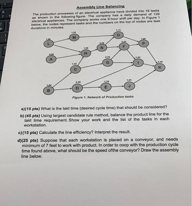 Solved & 7 Assembly Line Balancing The production processes | Chegg.com
