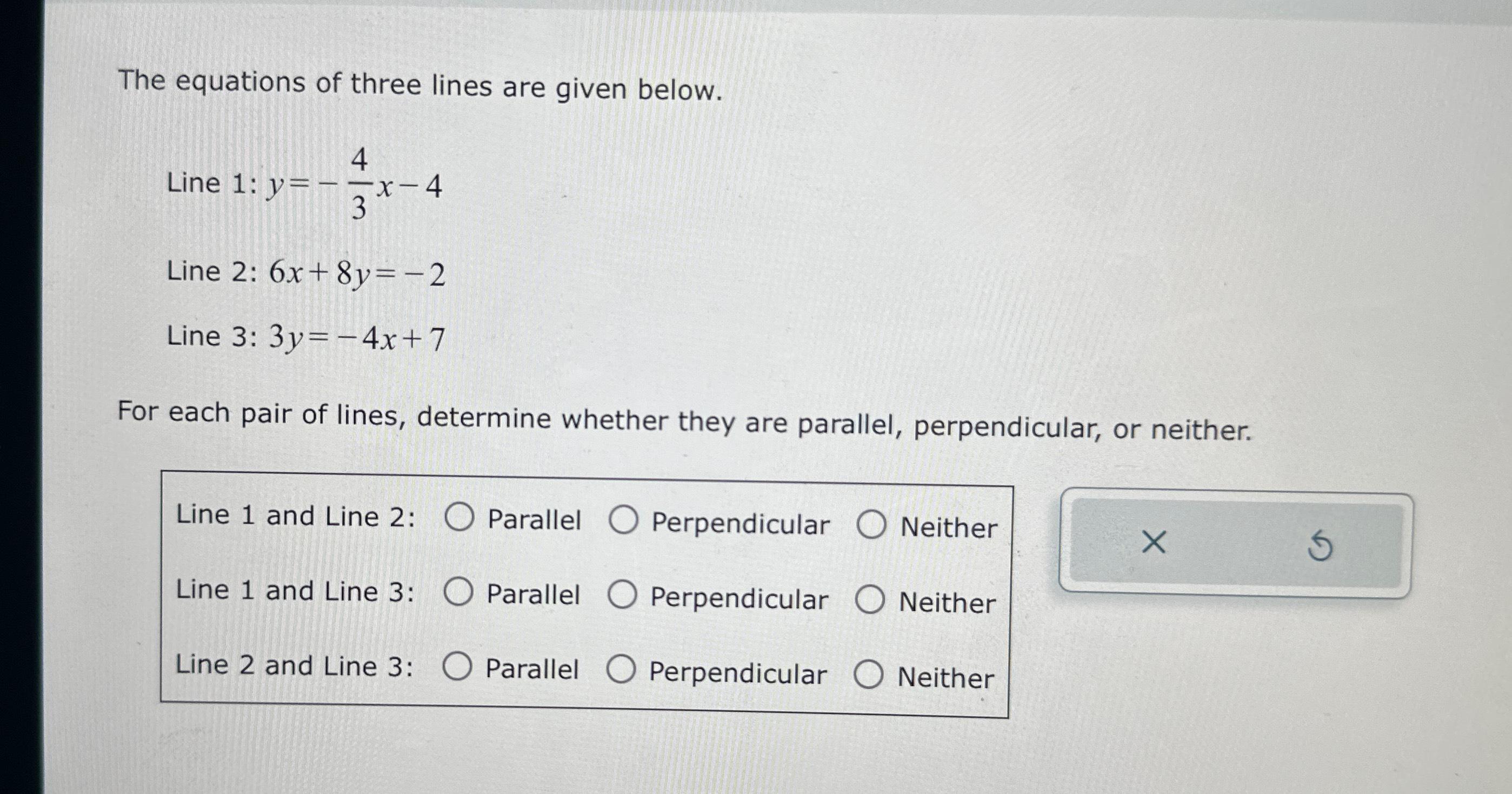 Solved The equations of three lines are given below.Line | Chegg.com
