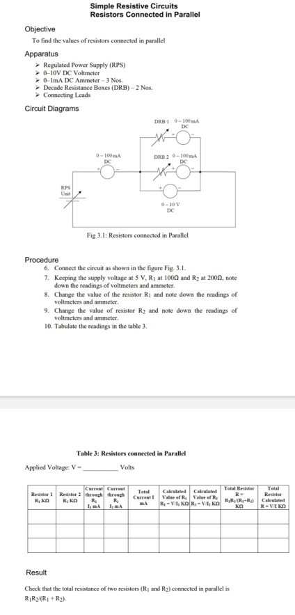 Solved Simple Resistive Circuits Resistors Connected in | Chegg.com