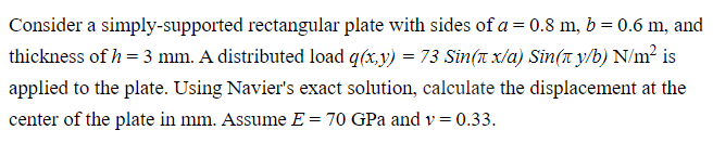 Solved Consider a simply-supported rectangular plate with | Chegg.com
