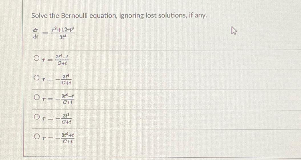 Solved Solve the Bernoulli equation, ignoring lost | Chegg.com