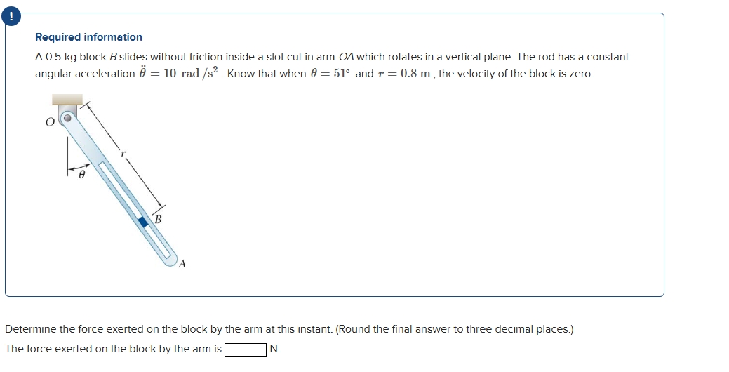 Solved !Required informationA 0.5-kg ﻿block B ﻿slides | Chegg.com