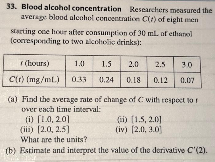Solved 33. Blood alcohol concentration Researchers measured | Chegg.com