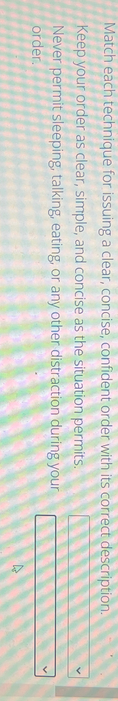 Solved Match each technique for issuing a clear, concise, | Chegg.com