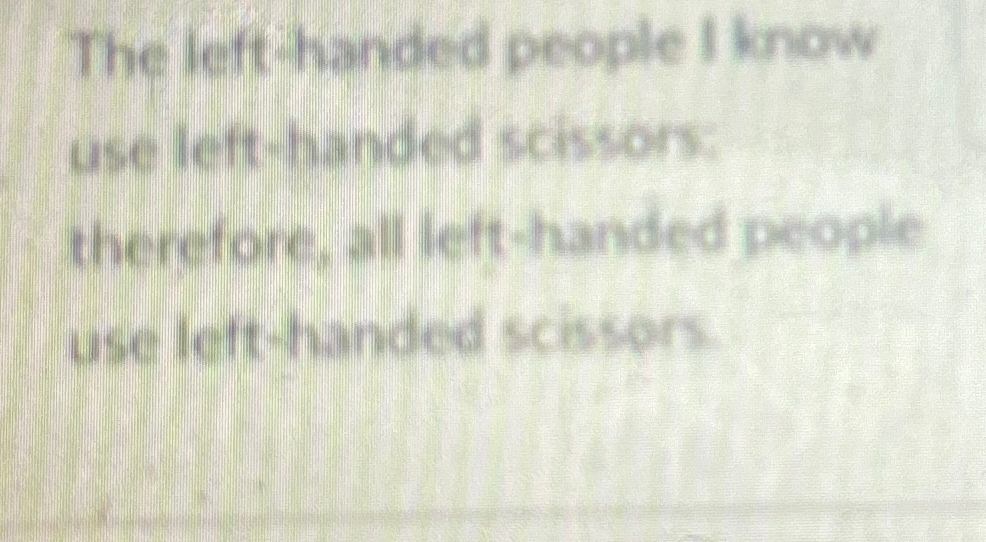 Solved The left handed people I know use left handed | Chegg.com