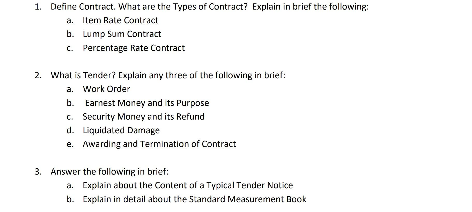 Solved 1. Define Contract. What are the Types of Contract? | Chegg.com