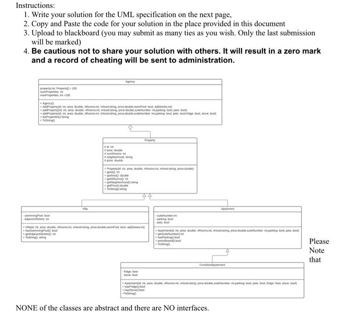 Instructions: 1. Write your solution for the UML | Chegg.com