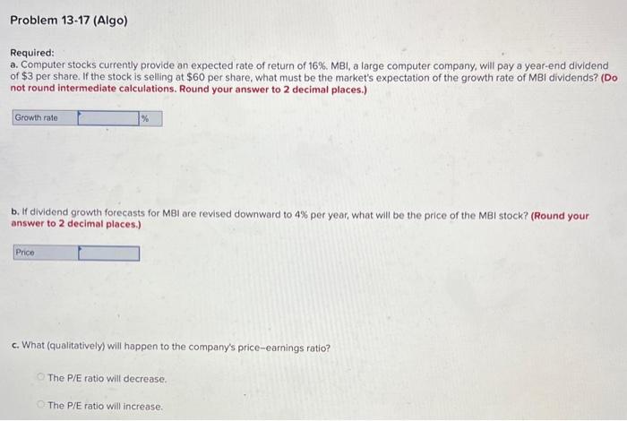 Solved Required: a. Computer stocks currently provide an | Chegg.com