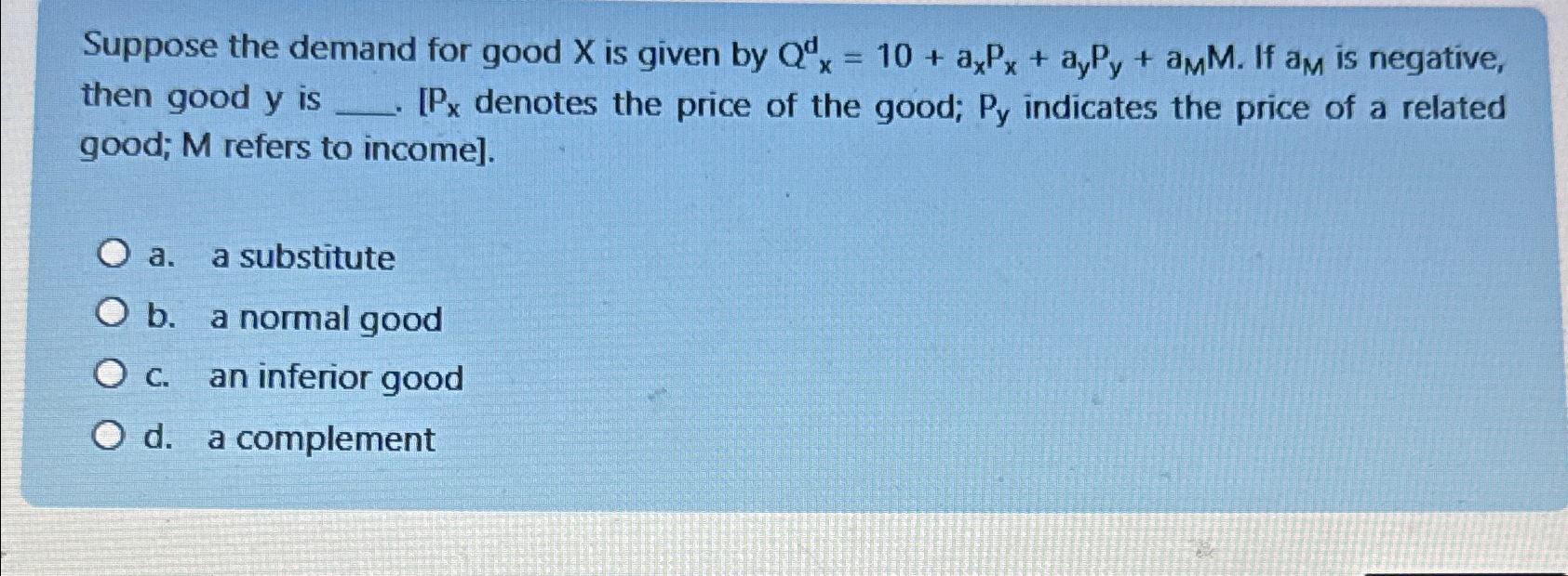 Solved Suppose the demand for good x ﻿is given by | Chegg.com