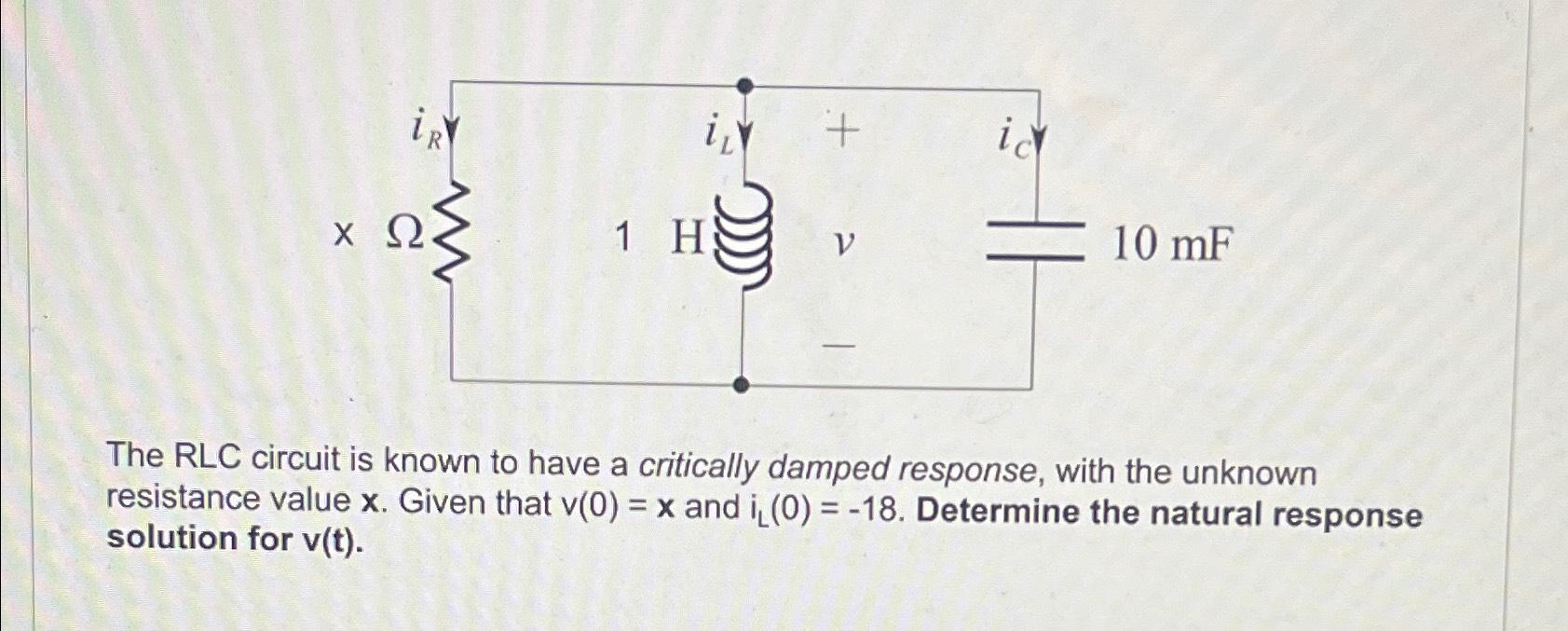 Solved The RLC circuit is known to have a critically damped | Chegg.com