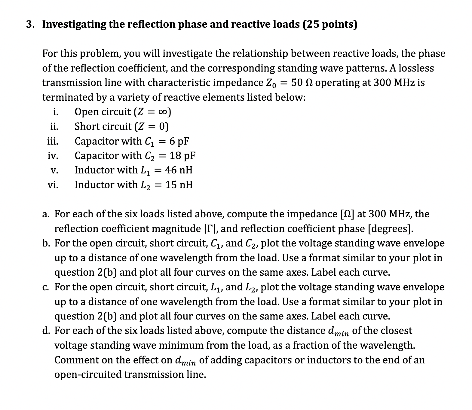 Investigating the reflection phase and reactive loads | Chegg.com