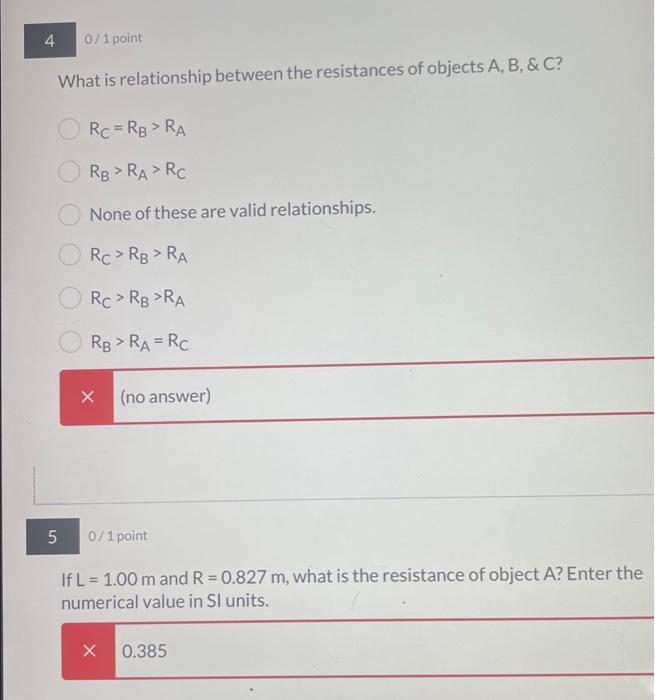 Solved Resistors A: B: Objects A, B, \& C of varying lengths | Chegg.com