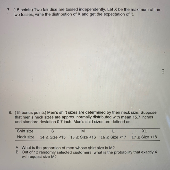 Solved 7. (15 points) Two fair dice are tossed | Chegg.com Solved 7. (15 points) Two fair dice are tossed | Chegg.com