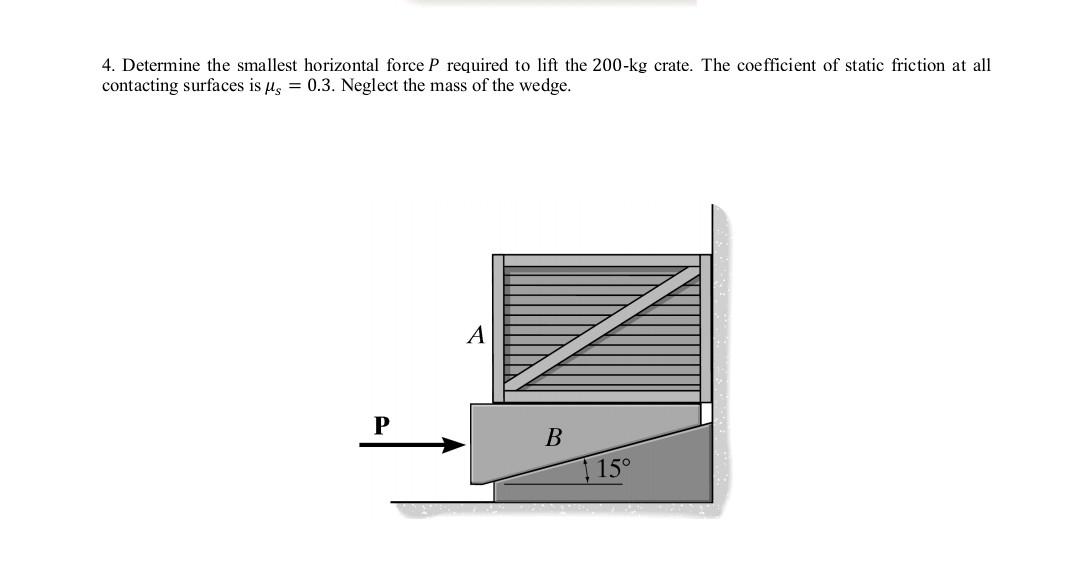 Solved 4. Determine the smallest horizontal force P required | Chegg.com