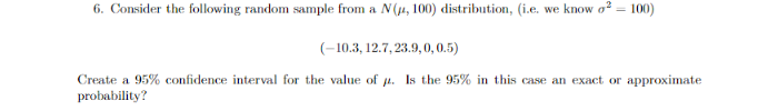 Solved Consider the following random sample from a N(μ,100) | Chegg.com
