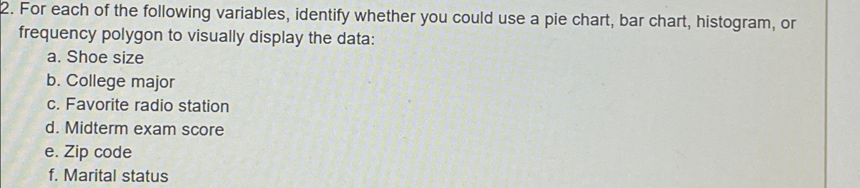 Solved For each of the following variables, identify whether | Chegg.com