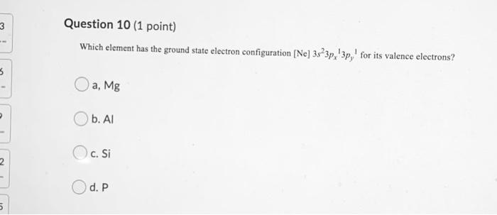 Solved Question 9 (1 point) How many p orbitals are in each | Chegg.com