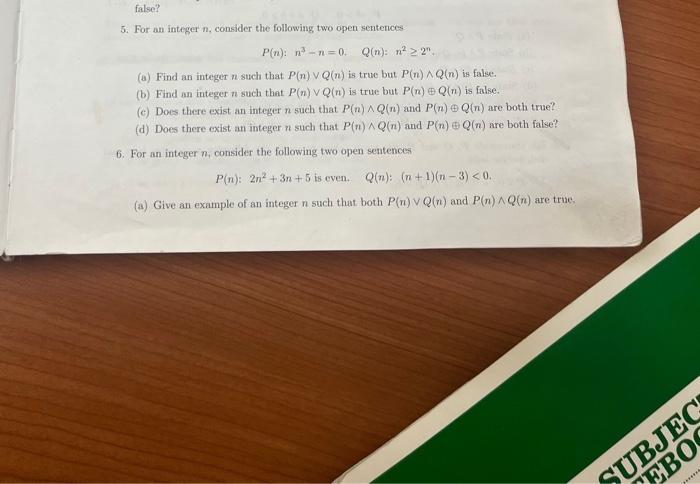 Solved 5. For an integer n, consider the following two open | Chegg.com
