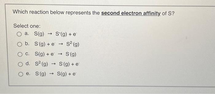 Solved Which reaction below represents the second electron | Chegg.com