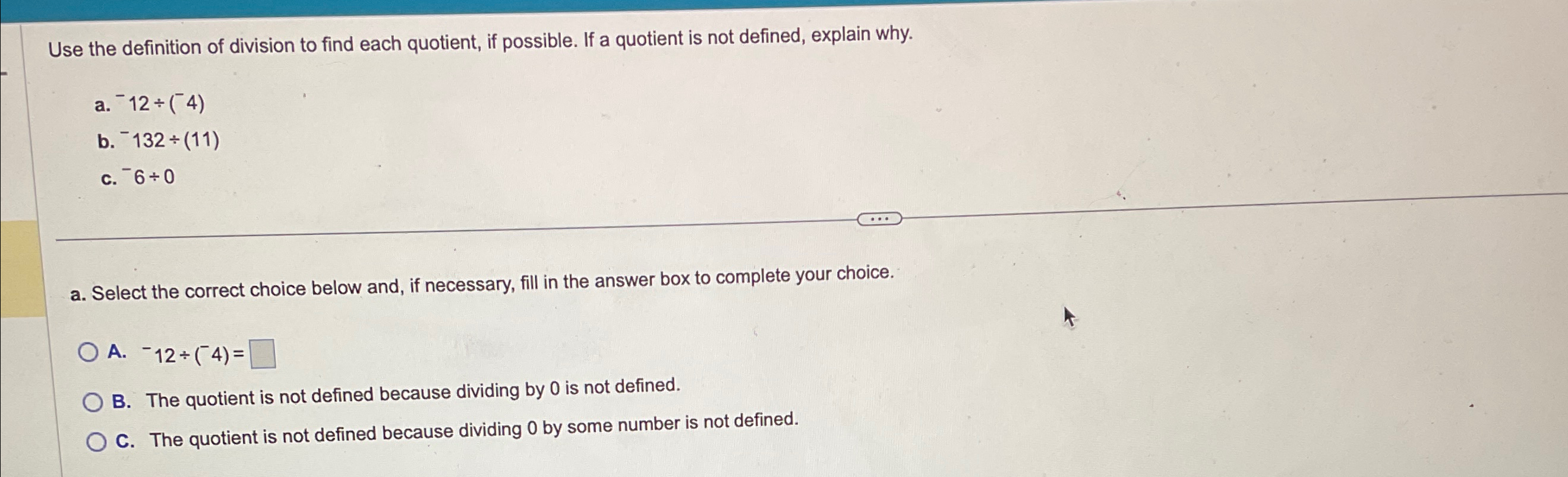 Solved Use the definition of division to find each quotient, | Chegg.com