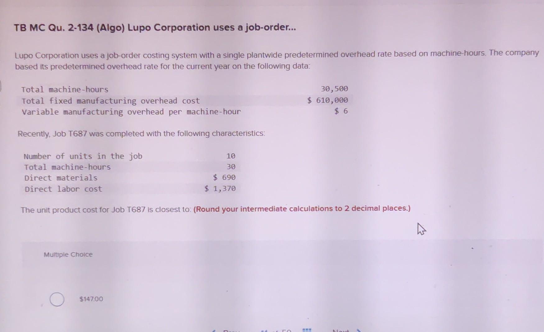 Solved TB MC Qu. 2-133 (Algo) Lupo Corporation uses a | Chegg.com