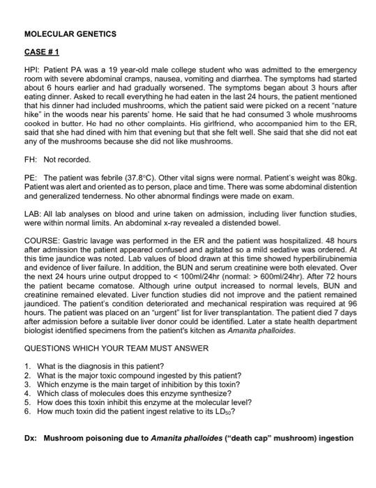 Solved LIST OF CASES BY THEIR CHIEF COMPLAINT: CASE \#: | Chegg.com