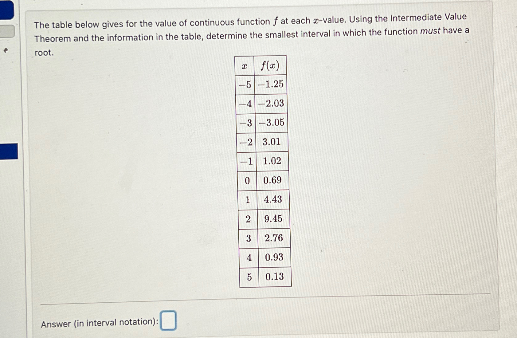 Solved The table below gives for the value of continuous | Chegg.com