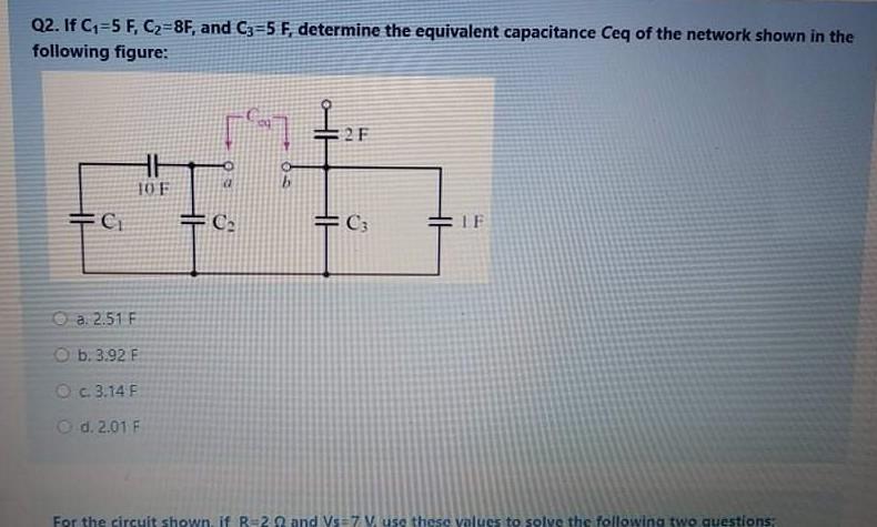 Solved Q2. If C1=5 F, C2=8F, and C3=5 F, determine the | Chegg.com