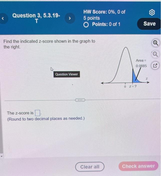 Solved Find the indicated z-score shown in the graph to the | Chegg.com