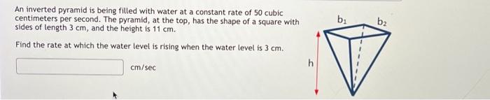 Solved An inverted pyramid is being filled with water at a | Chegg.com