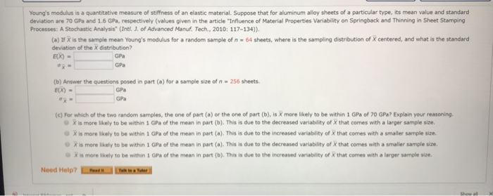 Solved Young's modulus is a quantitative measure of | Chegg.com