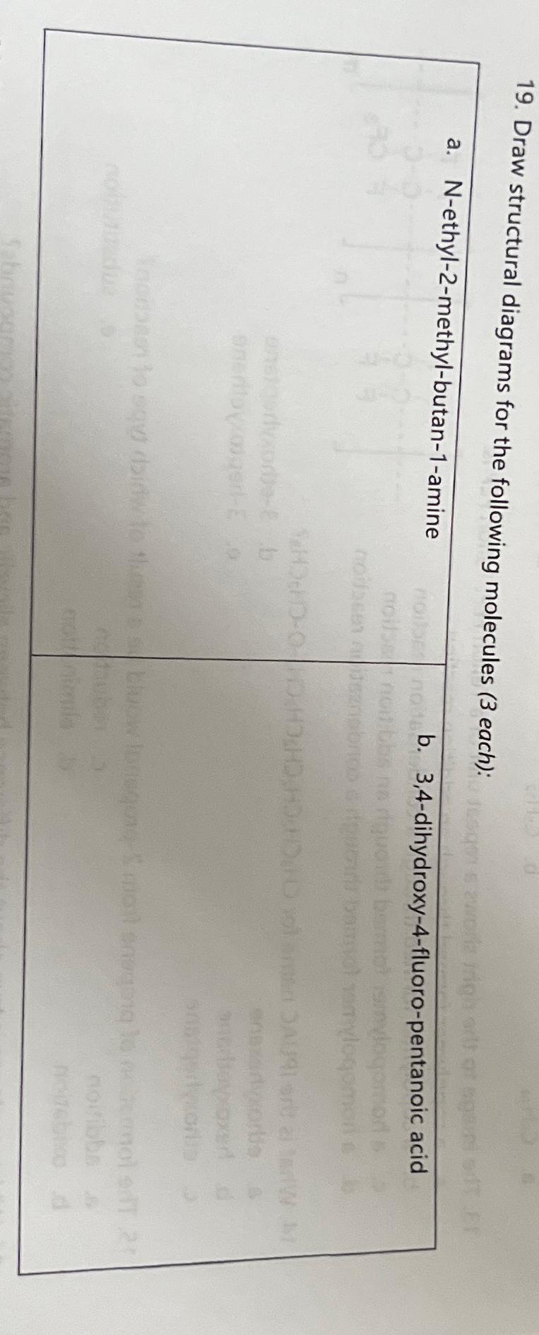 Solved Draw structural diagrams for the following molecules | Chegg.com